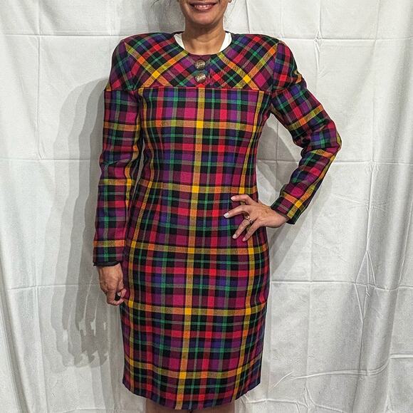 Howard Wolf | Dresses | Howard Wolf Black Plaid Vintage Midi Dress Sz 8 ...